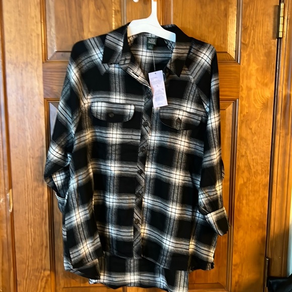 wild fable | Tops | New Wild Fable Womens Flannel Shirt S Black Plaid ...